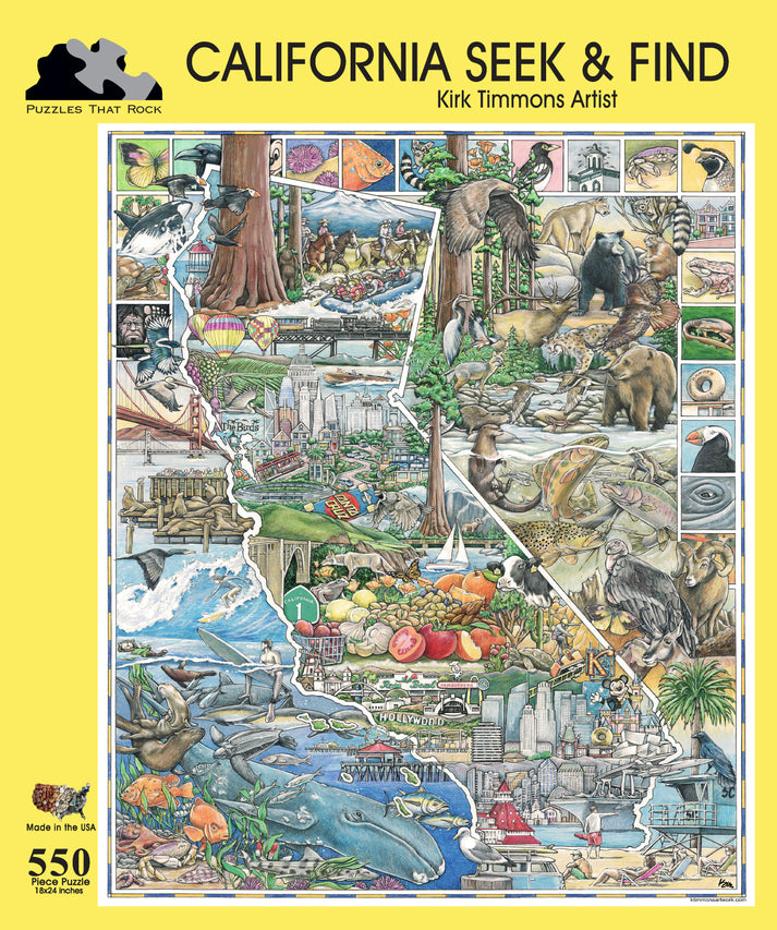 California Seek & Find Puzzle | Illustrated State Jigsaw for All Ages ...