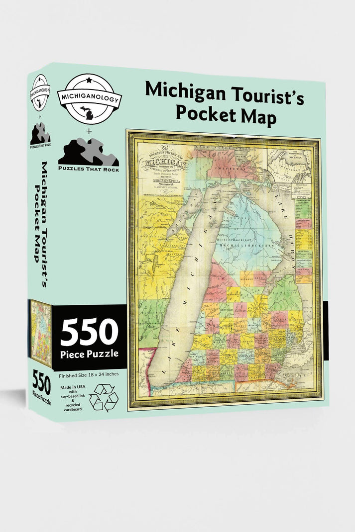 Michigan Tourist Map Puzzle | Historical Travel Jigsaw for Adults ...