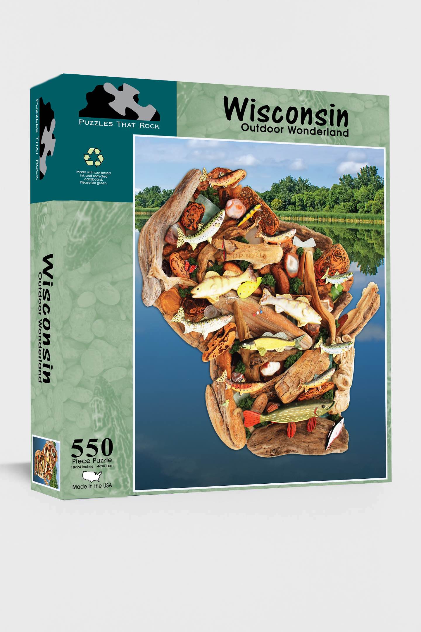 Wisconsin Puzzle | Outdoor Wonderland State Jigsaw Made in the USA ...