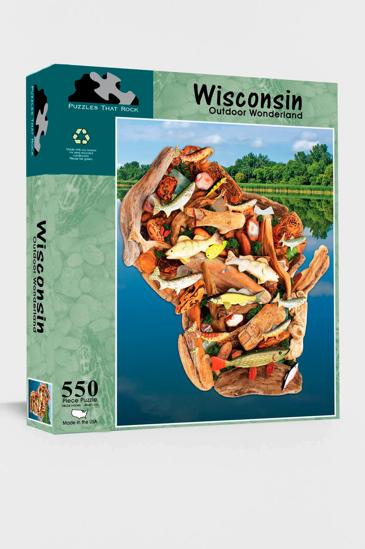Wisconsin Puzzle | Outdoor Wonderland State Jigsaw Made in the USA ...